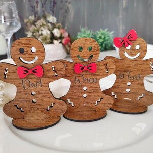 Personalized Gingerbread Place Card, Maple & Walnut Stained Wooden ...