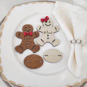 Personalized Gingerbread Place Card, Maple & Walnut Stained Wooden ...
