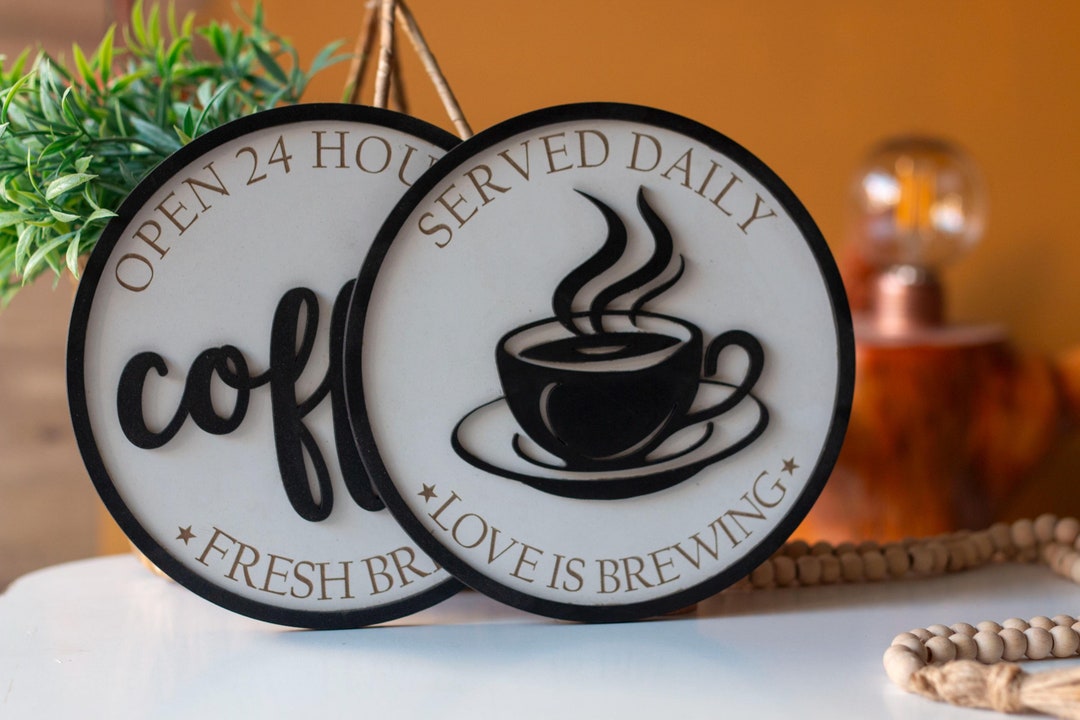Rustic Coffee Bar Sign: 3D Farmhouse Kitchen Decor - Etsy