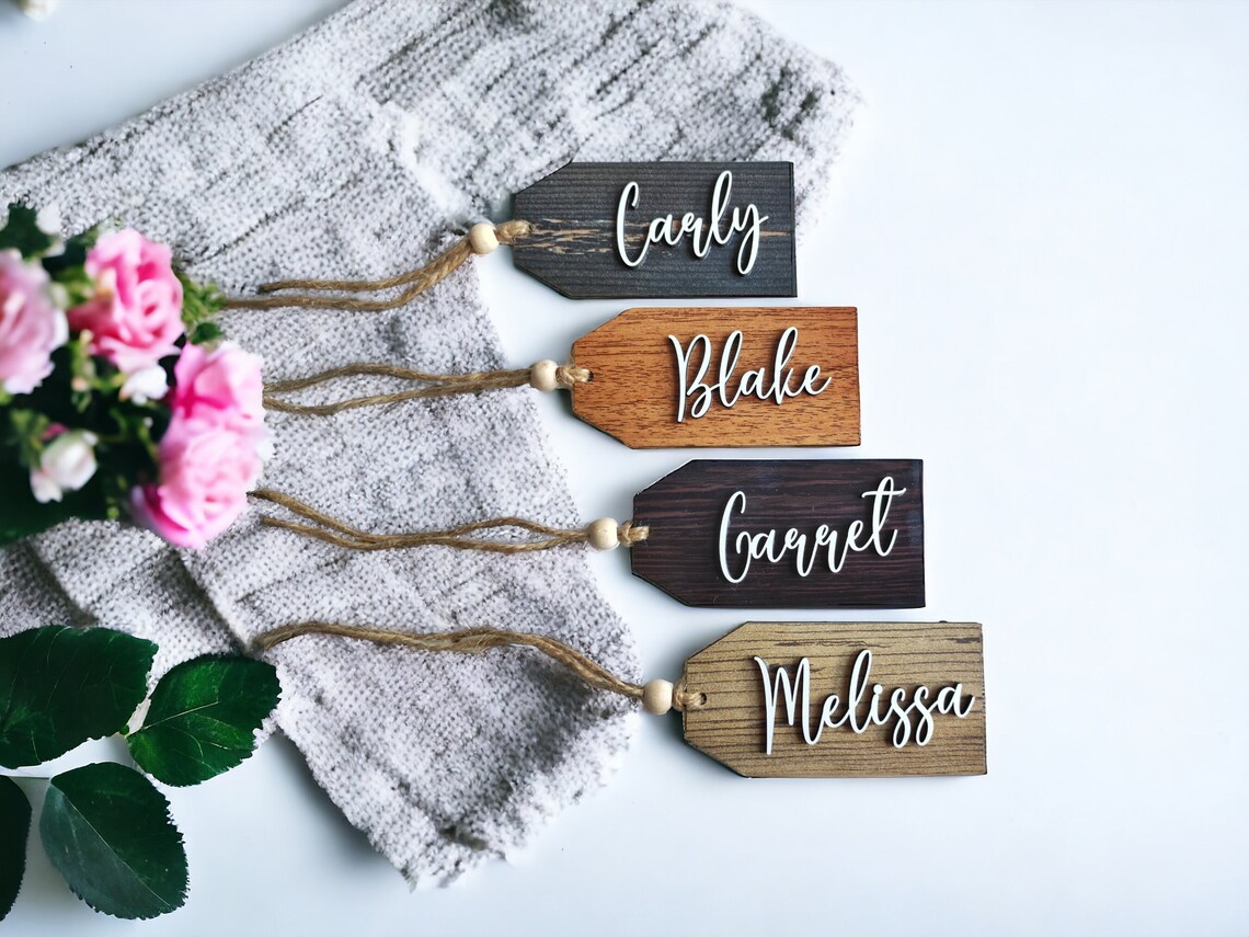 Personalized Name Tags Wooden Gift Tags Gift Tags Custom Christmas Name ...