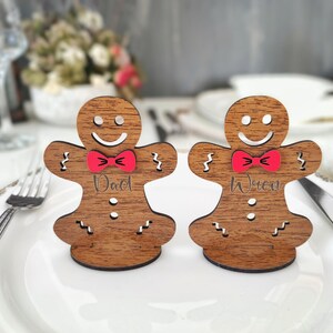 Personalized Gingerbread Place Card, Maple & Walnut Stained Wooden ...