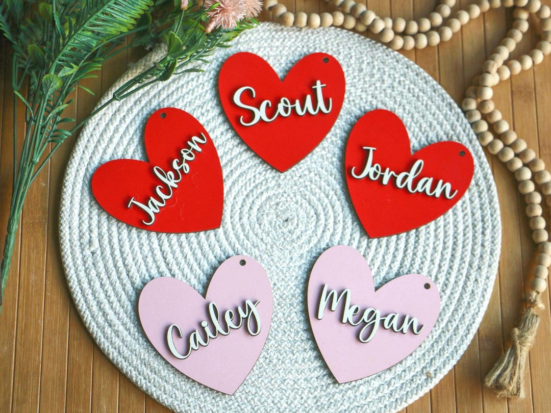Valentine's Day Heart Tags | Wooden Heart Name Tags | Valentines Day ...