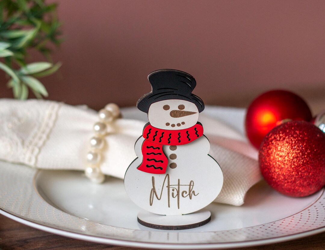 Free Standing Snowman Ornament | Snowman Place Cards Christmas Table ...