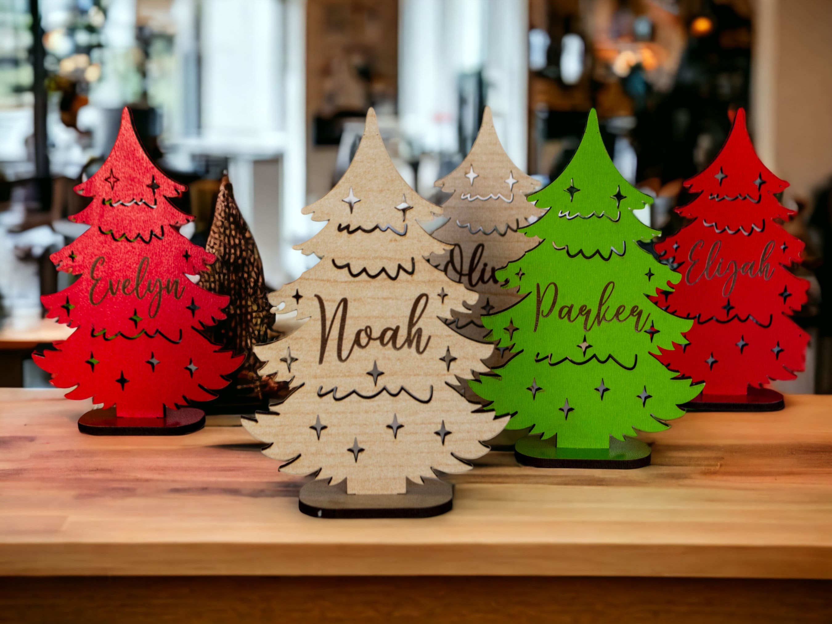 Christmas Name Tags Place Name Settings Christmas Tree Personalized ...