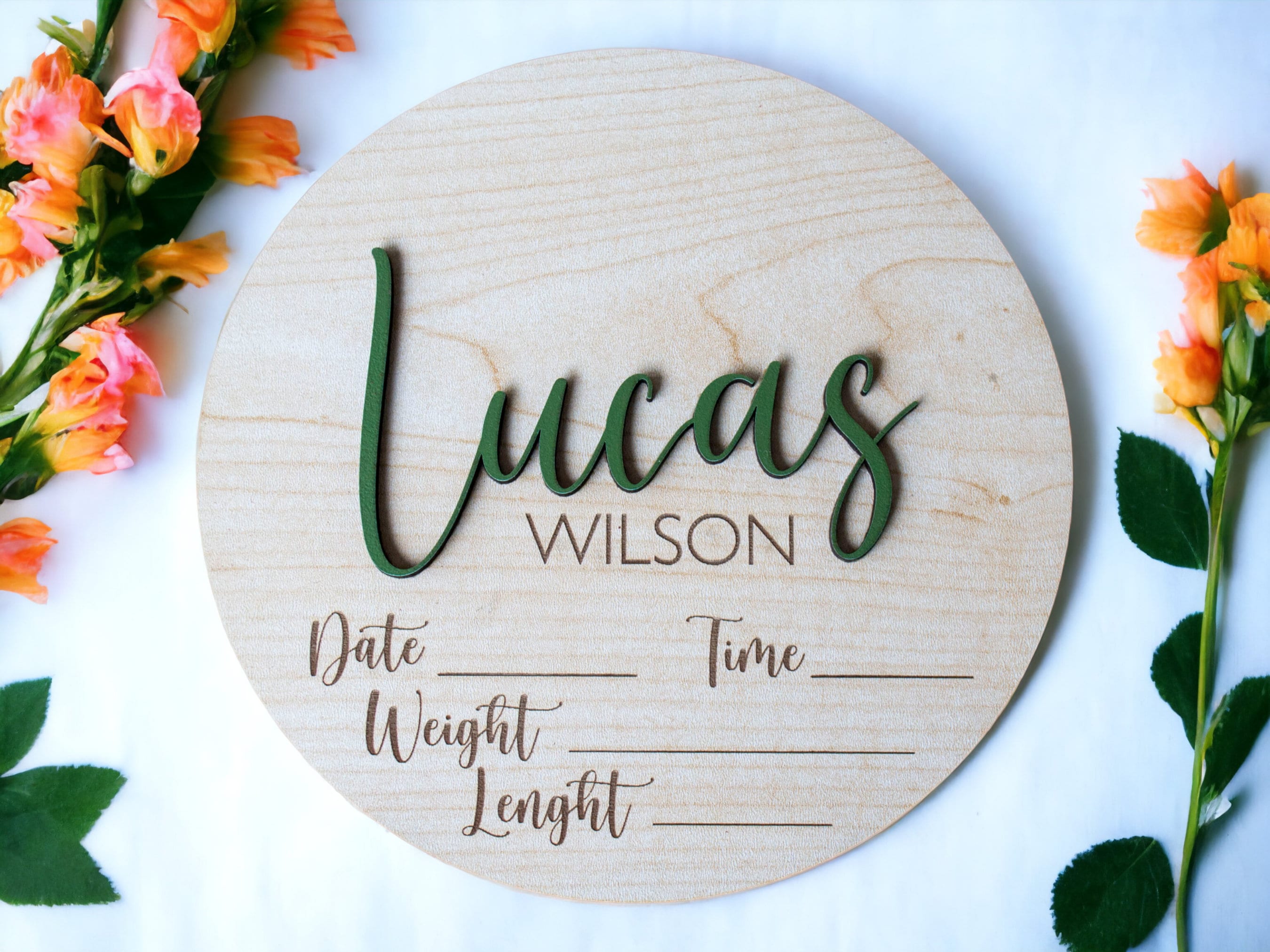 Baby Announcement Sign With Birth Stats Footprint Sign for Newborn Baby ...