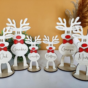 Custom Freestanding Reindeer Name Tags | Standing Reindeer Place ...
