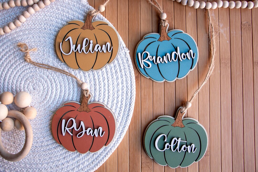 Personalized Pumpkin Name Tags, Cute Halloween Basket Tags, Trick or ...