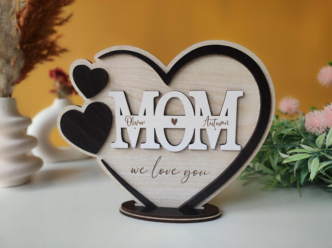 Freestanding Mothers Day Sign | Personalized Mom Sign | Heart Shaped ...