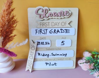 Personalized First Day of School Sign: Interchangeable Wood & Acrylic ...