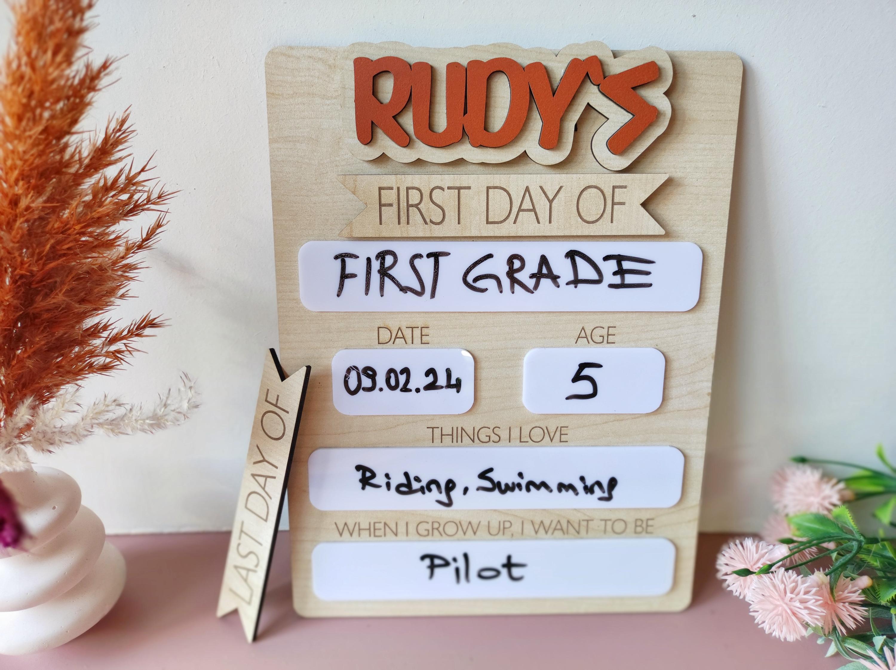 Personalized First Day of School Sign: Wood & Acrylic Keepsake - Etsy