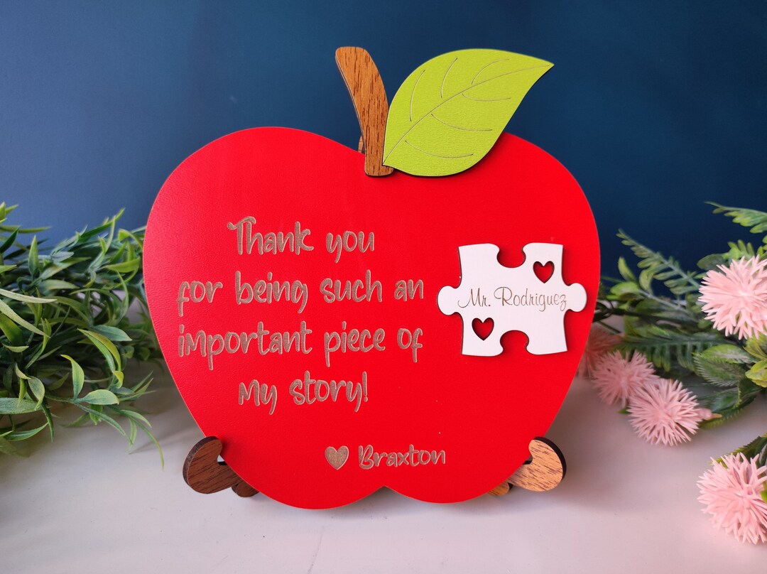 Teachers Appreciation Gifts, Custom Apple Name Sign, Puzzle Piece Apple ...