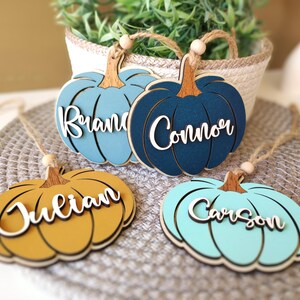 Personalized Pumpkin Name Tags, Cute Halloween Basket Tags, Trick or ...