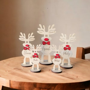 Personalized Standing Reindeer Place Cards : Maple Color Wood Christmas ...