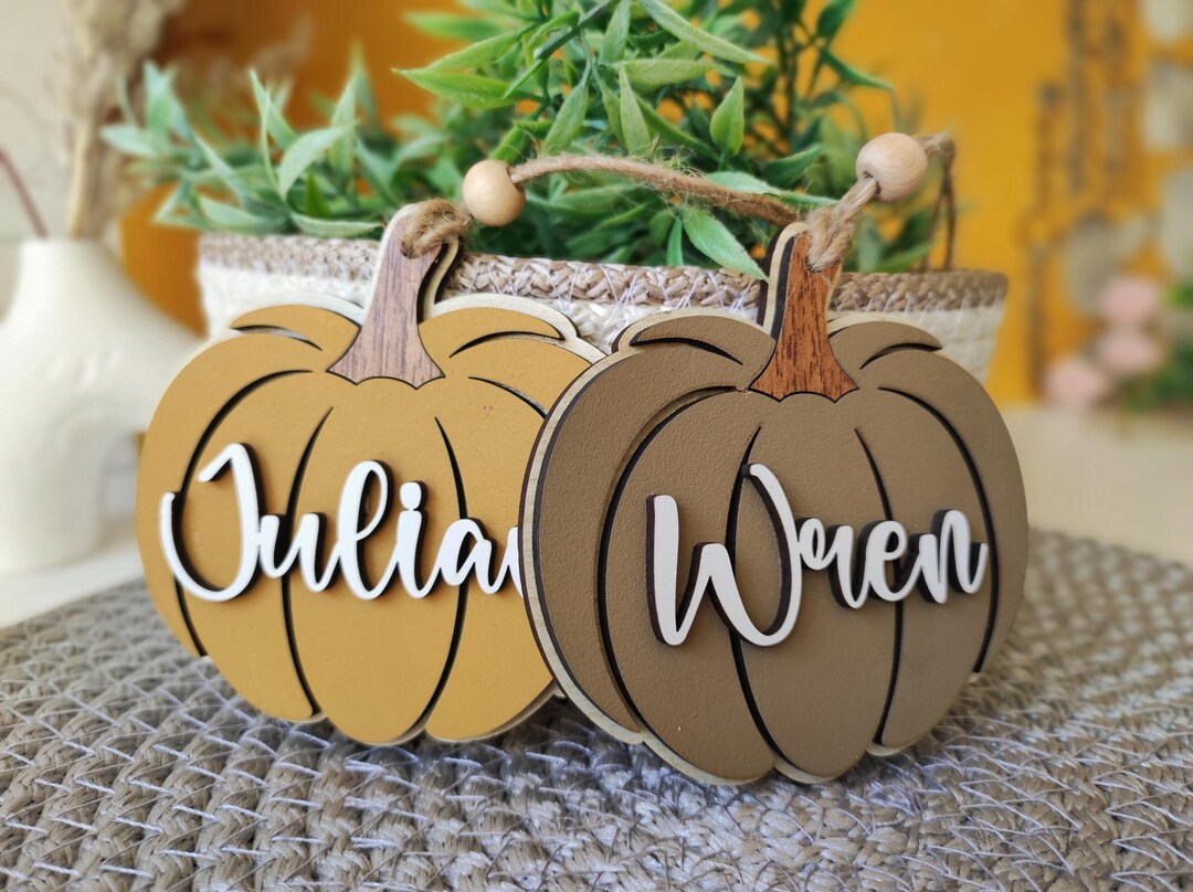Custom 3D Pumpkin Name Tags Halloween Basket Tags Gift Tags for ...