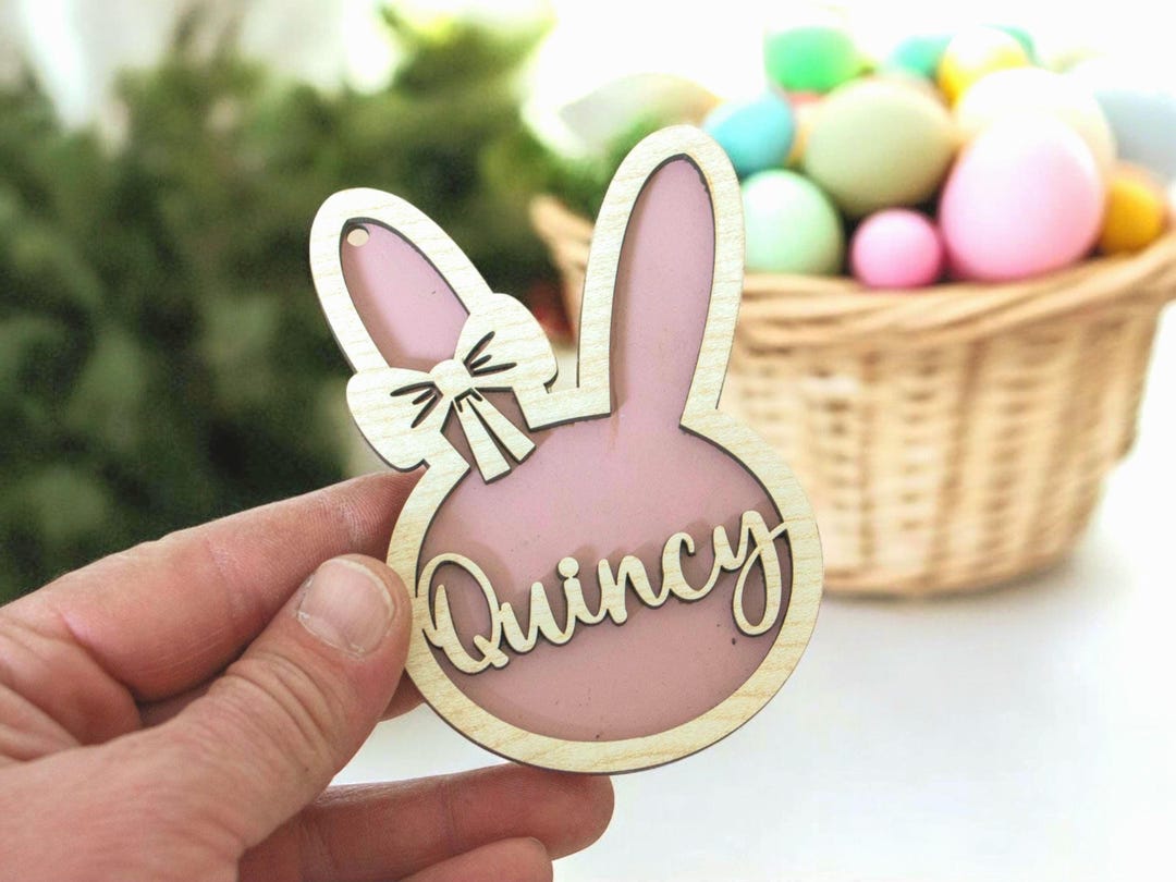 Bunny Basket Tags for Kids - Easter Name Charm - Easter Bunny Name Tags ...