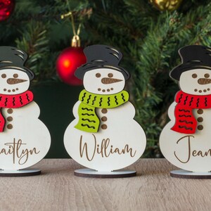 Personalized Wooden Snowman Place Card: Christmas Table Decoration - Etsy