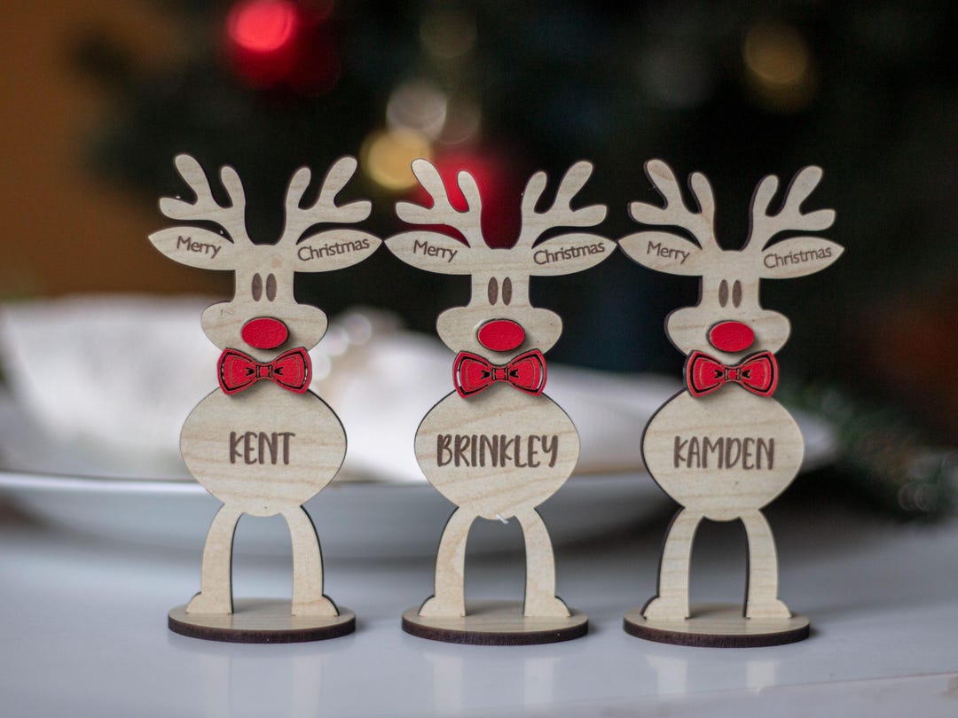 Custom Freestanding Reindeer Name Tags | Standing Reindeer Place ...