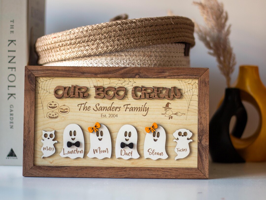 Personalized Boo Crew Sign: Wooden Ghost Family Halloween Decor - Etsy