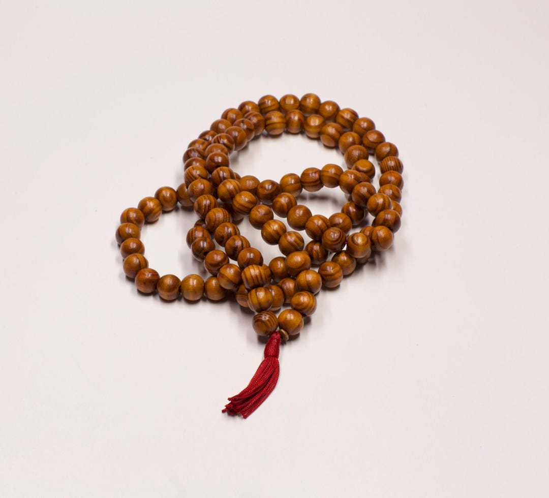 108 Wooden Mala Beads | Handmade Prayer Bead Necklace | Buddhist ...