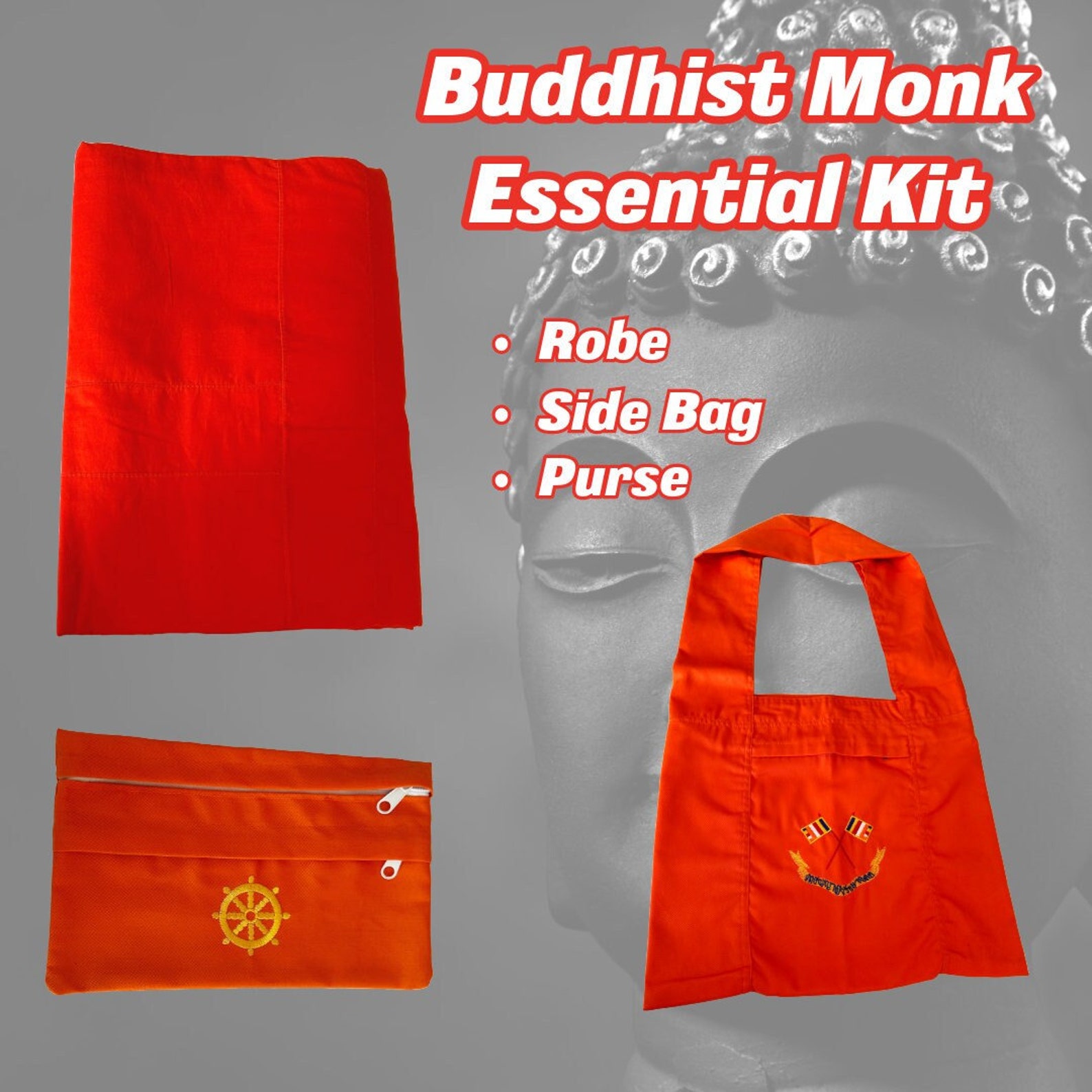 Buddhist Monk Essential Kit Monk for Buddhist Monk Wear Combo Orange ...