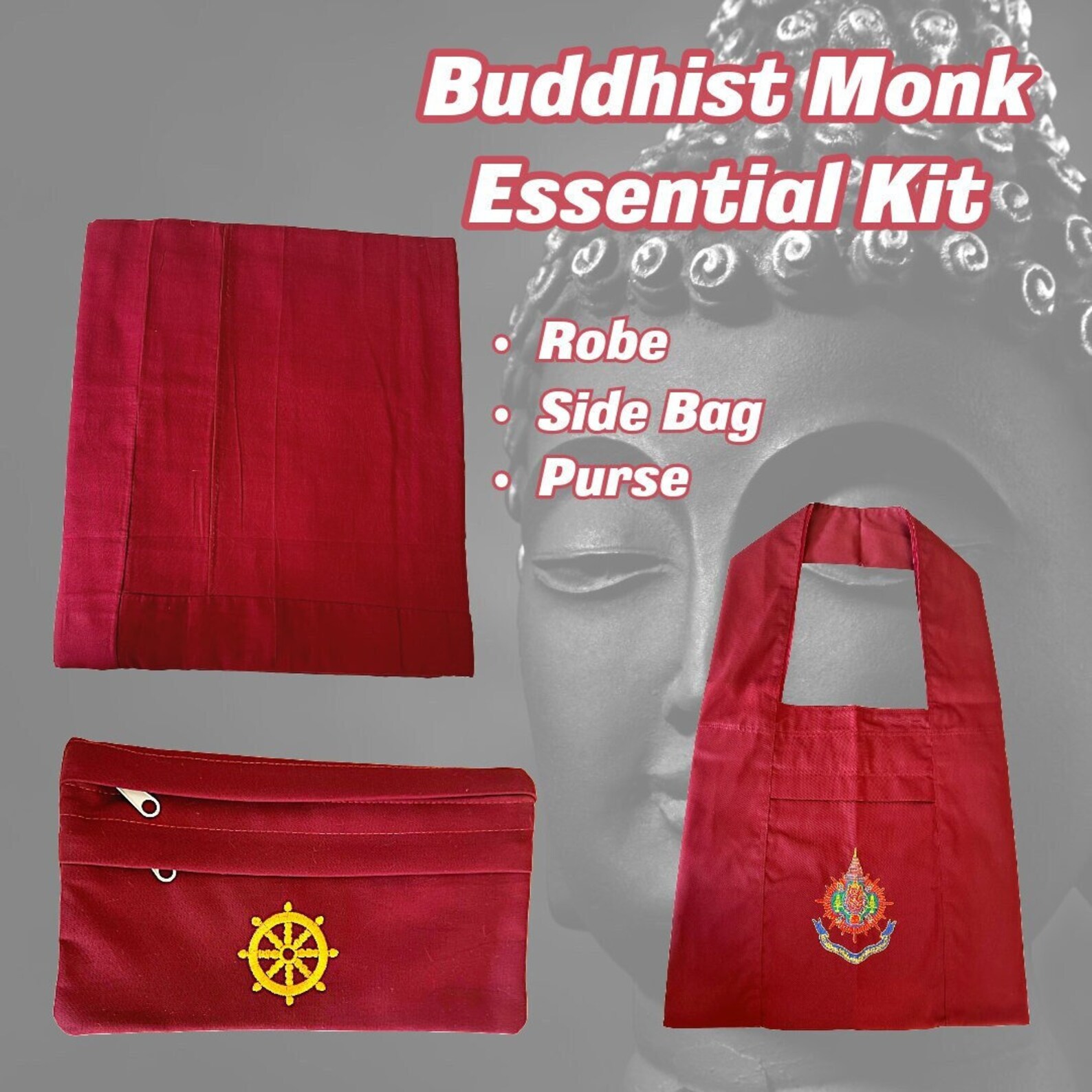 Buddhist Monk Essential Kit Monk for Buddhist Monk Wear Combo Maroon ...