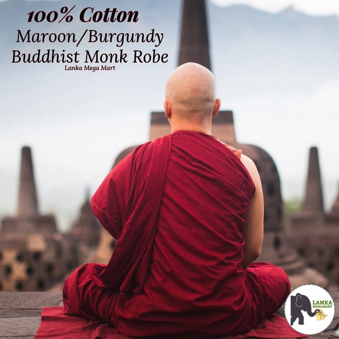 100% Organic Cotton Maroon Monk Robe | Theravada Buddhist Attire ...