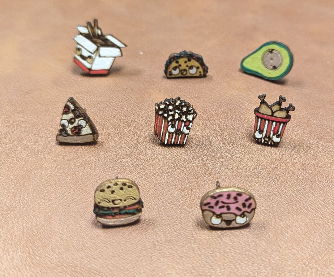 Cute Foods Stud Earring Bundle #1 // SVG PDF DXF // Glowforge Laser ...