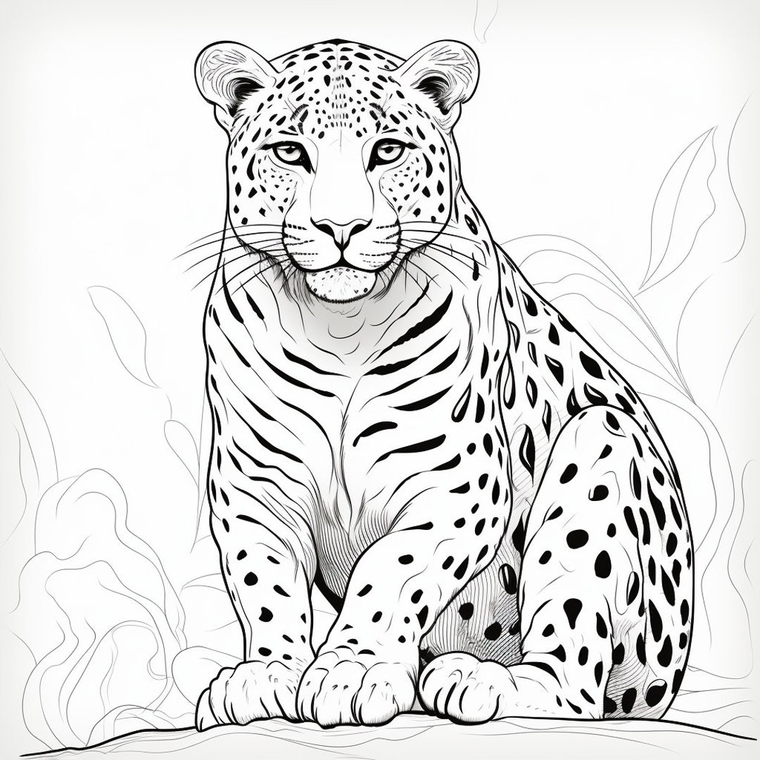 Big Cats Coloring Pages - 15 Pages - Etsy