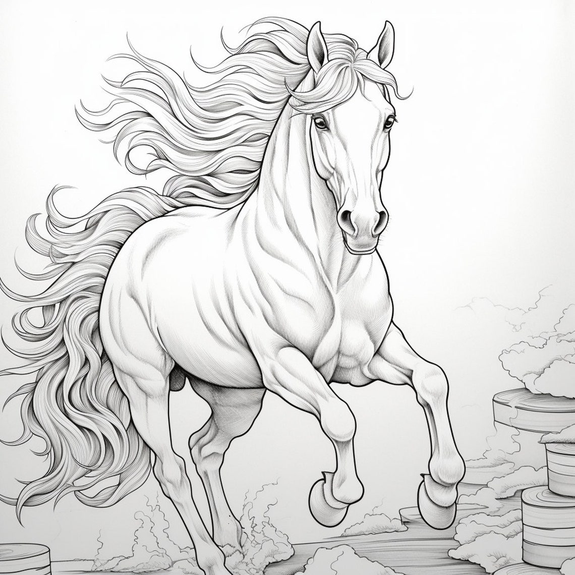 Horse Coloring Pages - 20 Pack - Etsy