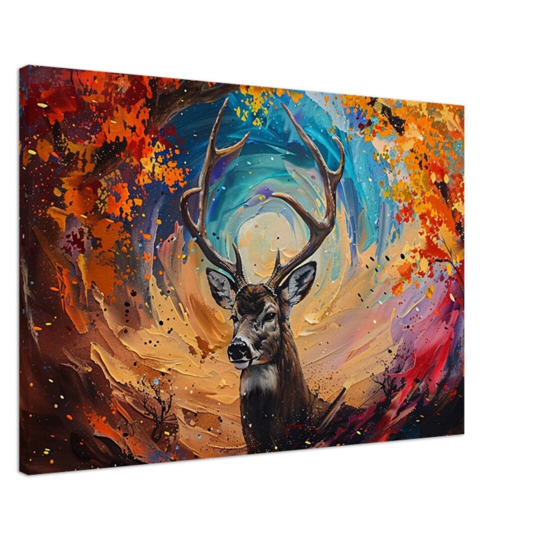 Abstract Buck Deer Canvas Wall Art Print, Deer Canvas Art, Wildlife ...