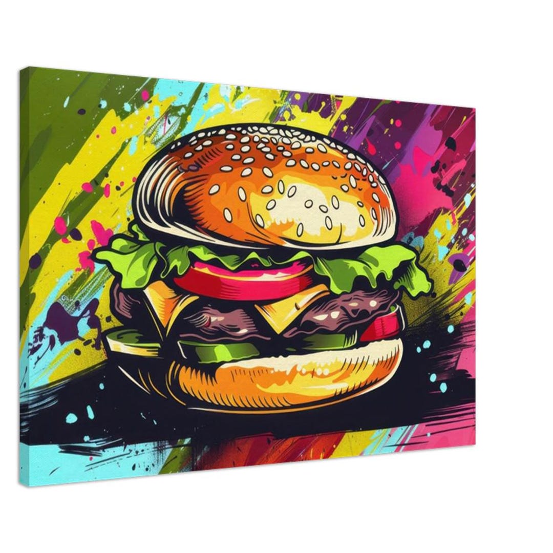 Abstract Cheeseburger Art: Quirky Canvas Wall Decor - Etsy