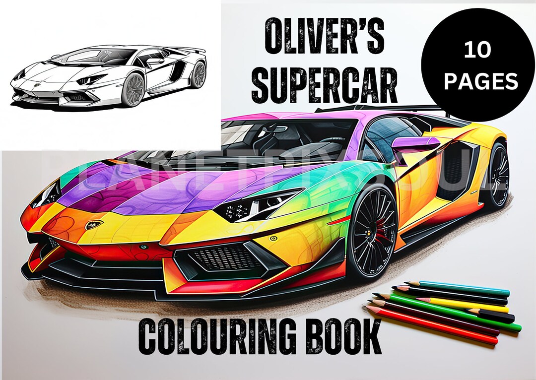 Personalised Custom Supercar Colouring Pages/book for - Etsy