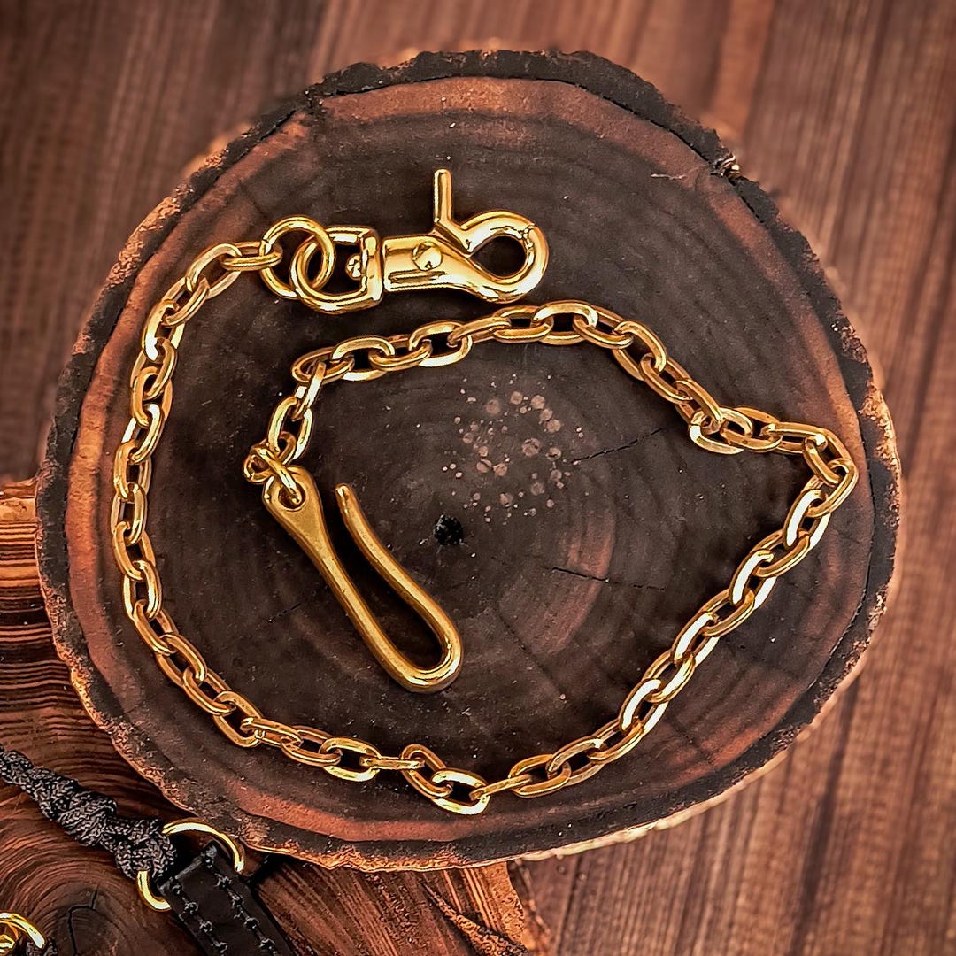 Solid Brass Chain for Wallet - Handmade Biker Securing Lanyard for ...