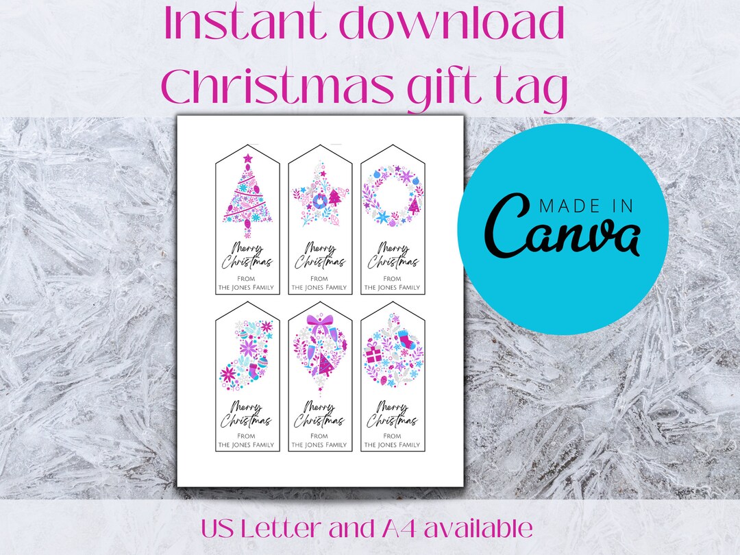 Christmas Holiday Gift Tag Labels, Diy Festive Holiday Decor, Instant ...