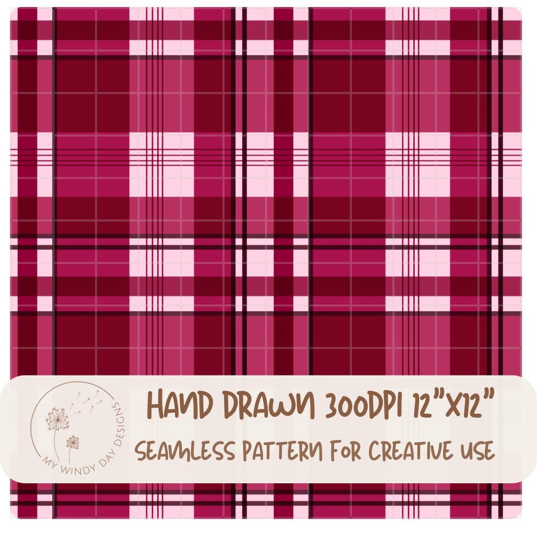 Bold Pink Plaid Seamless Pattern,preppy Check Hand Drawn Digital Paper ...