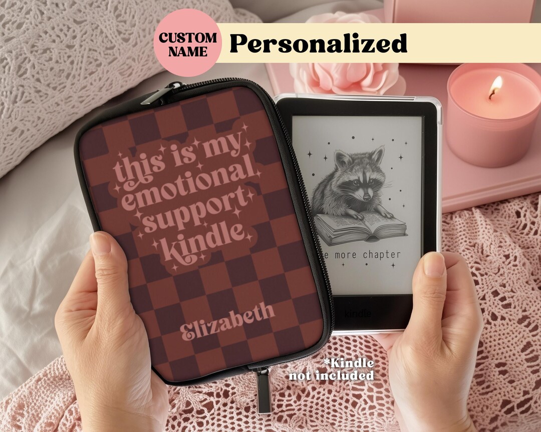Personalized Emotional Support Brown Checkered Pattern, Kindle Padded ...