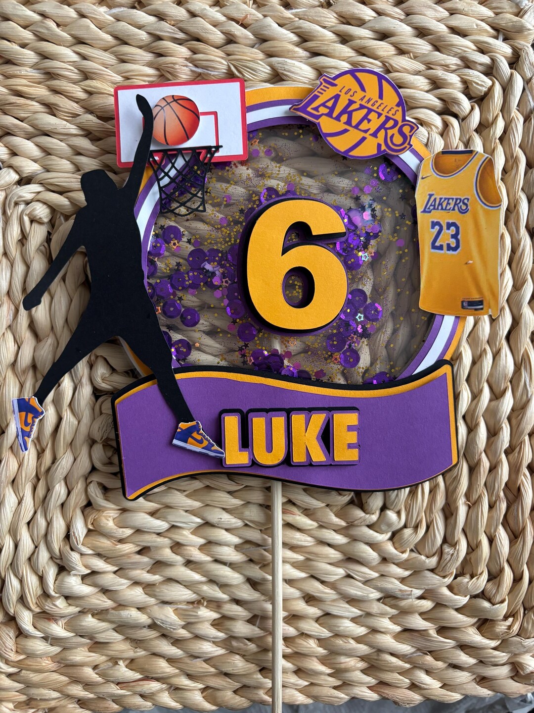 3D Lakers Basketball Personalised Cake Topper - Etsy