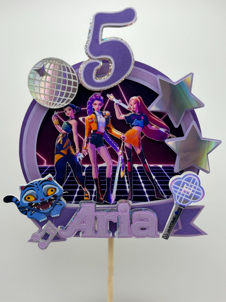 K-pop Demon Hunters Custom Card Stock Cake Topper - Etsy