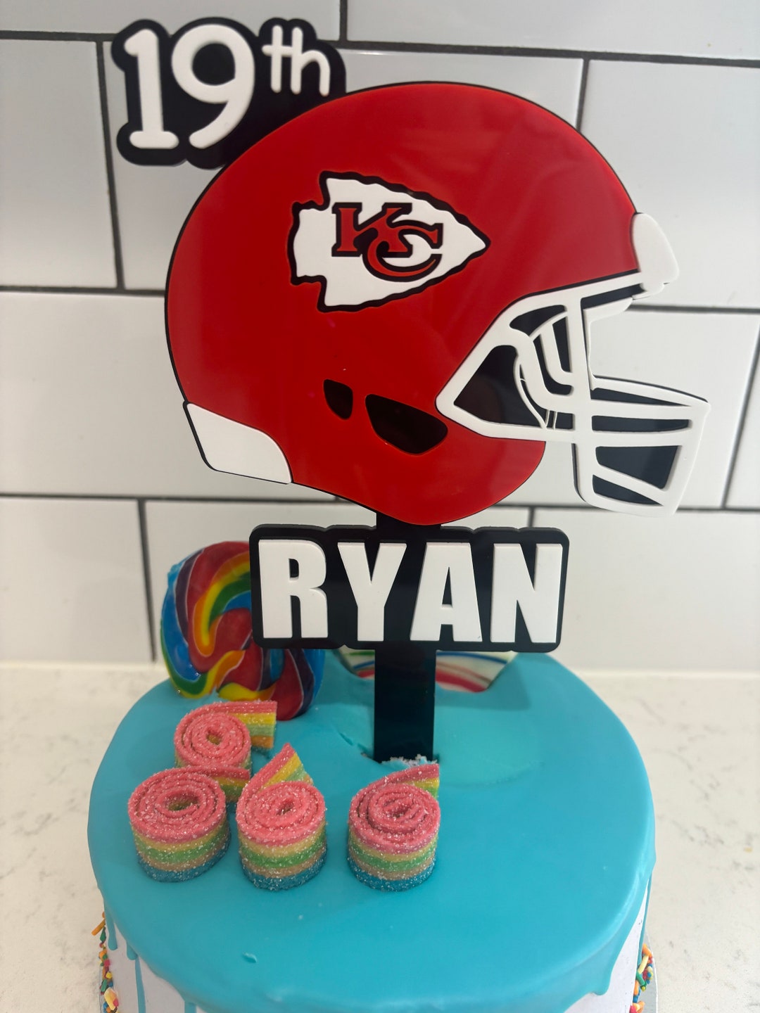 Custom Kansas City Chiefs Cake Topper Personalised With Name and Age - Etsy