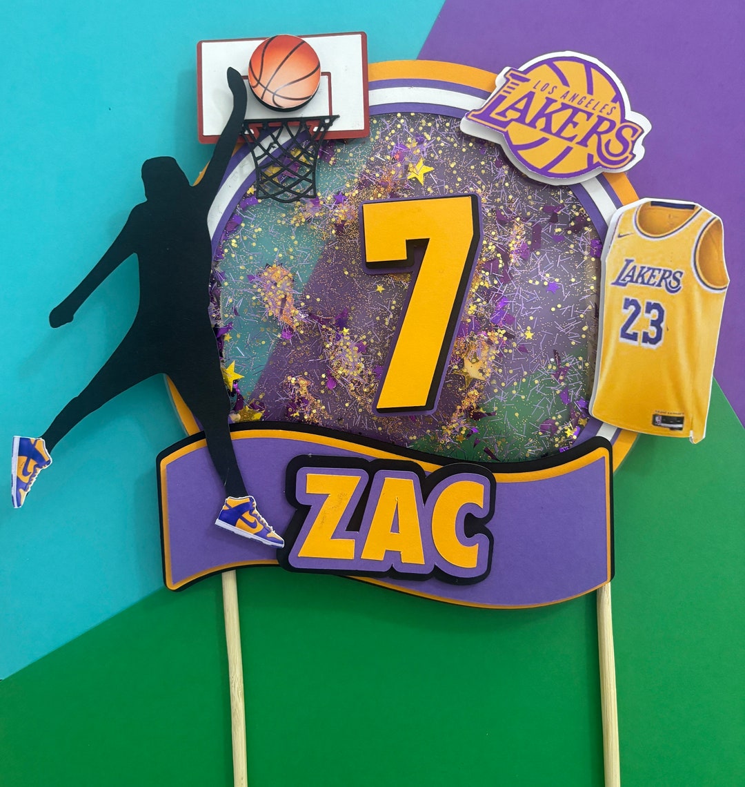 3D Lakers Basketball Personalised Cake Topper - Etsy
