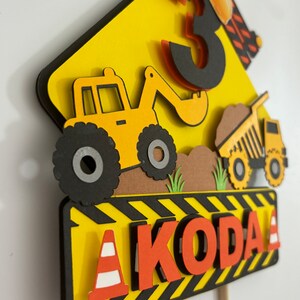 Personalised Construction Theme Cake Topper - Etsy