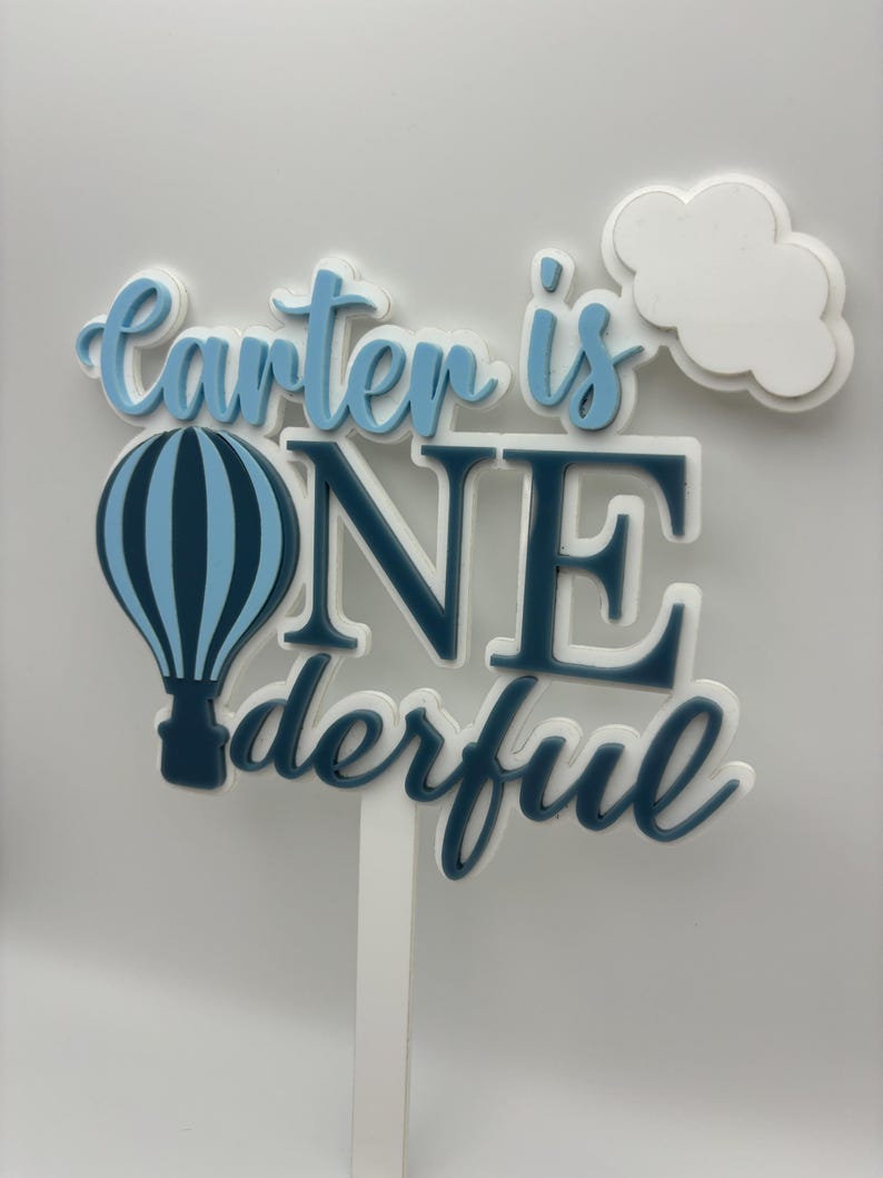 One-derful Balloon-themed First Birthday Cake Topper – Custom Name - Etsy