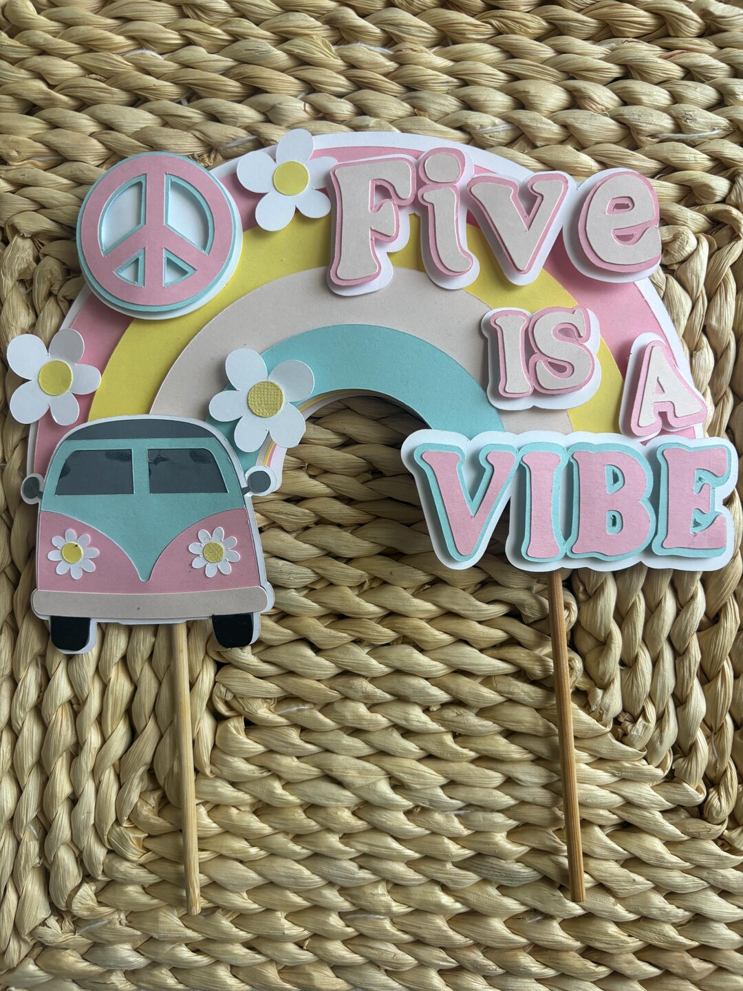 3D Five is a Vibe Cake Topper | Unique and Modern Party Decor | Funky ...