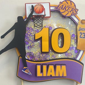 3D Lakers Basketball Personalised Cake Topper - Etsy