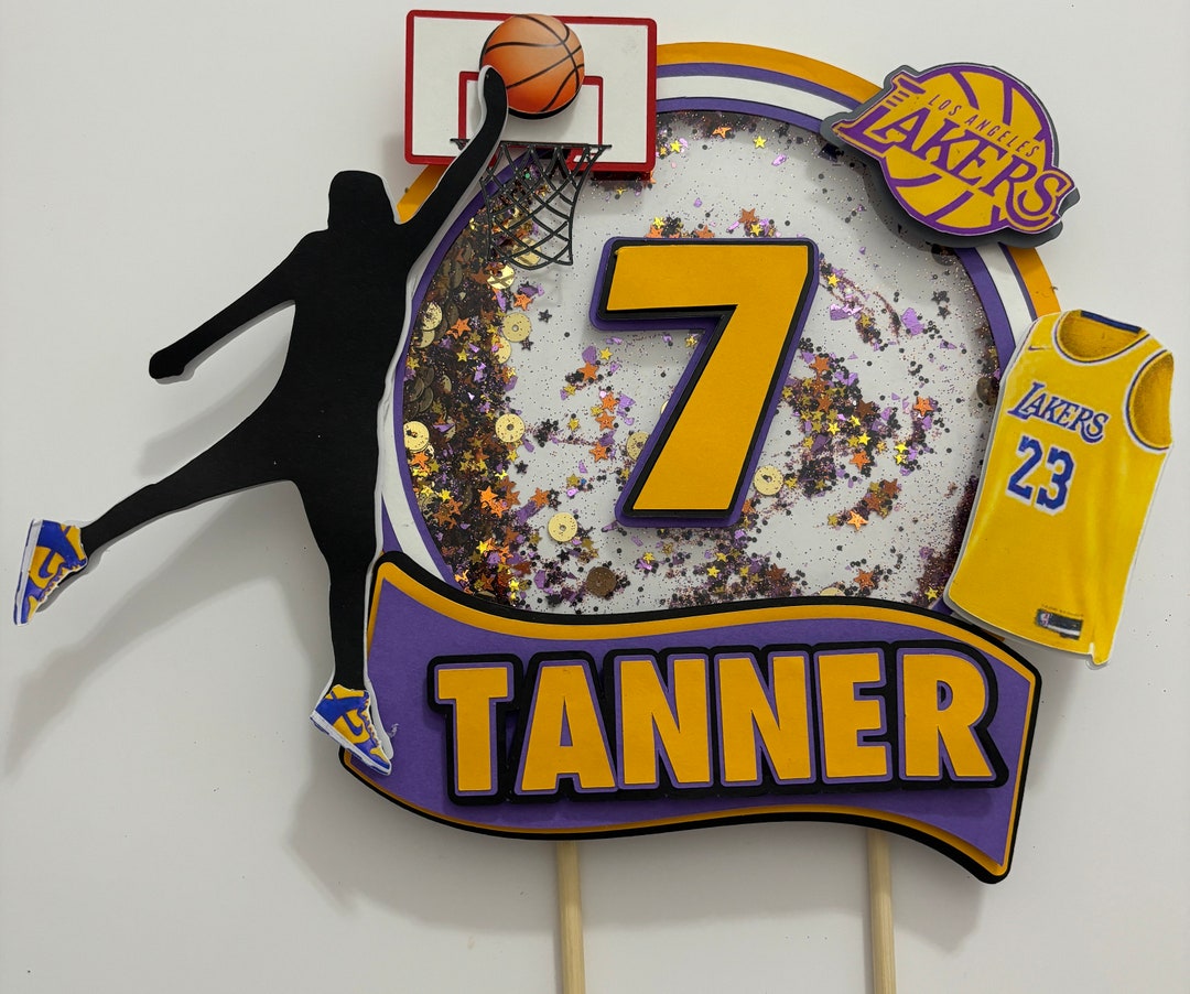 3D Lakers Basketball Personalised Cake Topper - Etsy