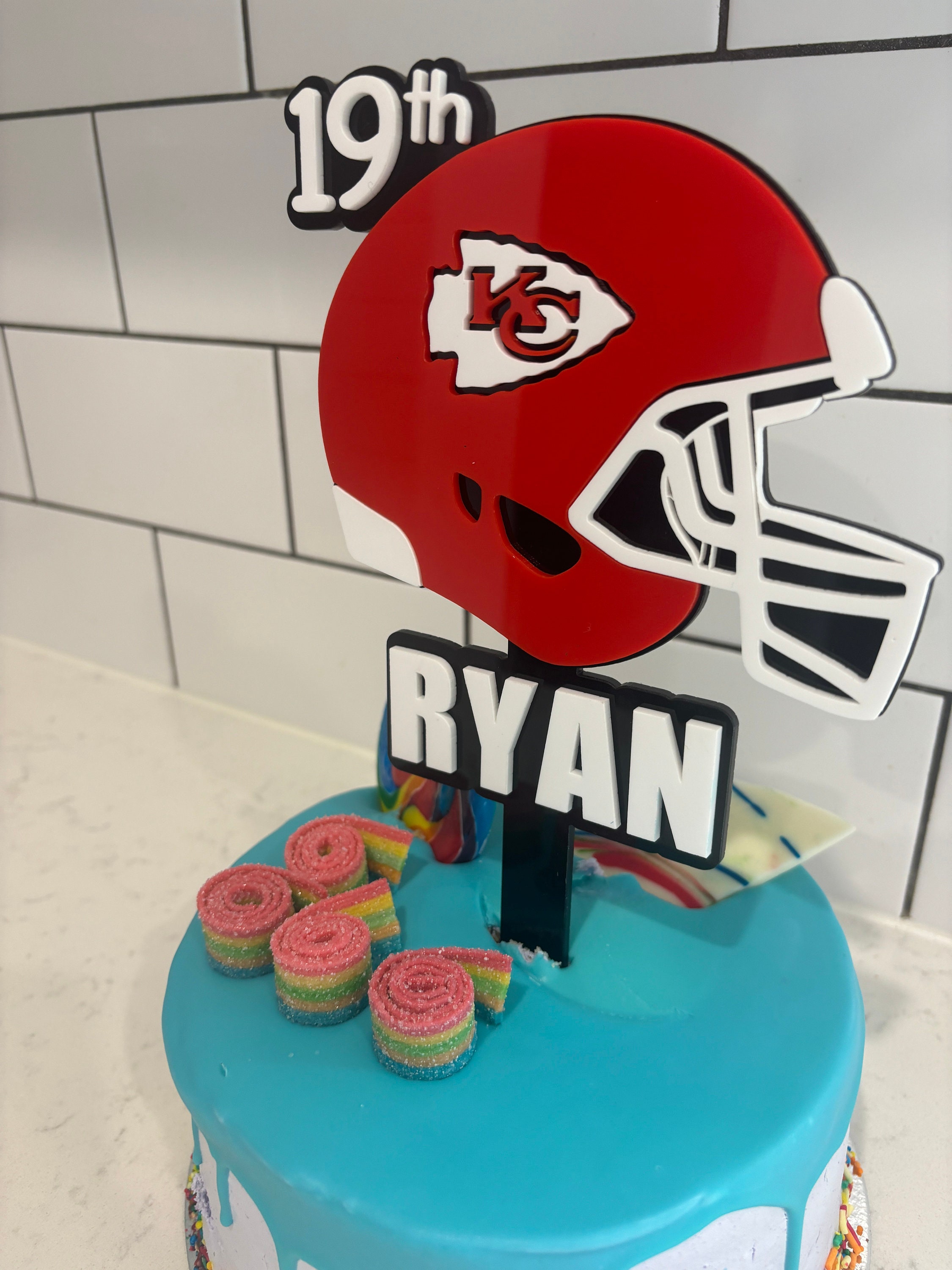 Custom Kansas City Chiefs Cake Topper Personalised With Name and Age - Etsy