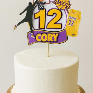 3D Lakers Basketball Personalised Cake Topper - Etsy
