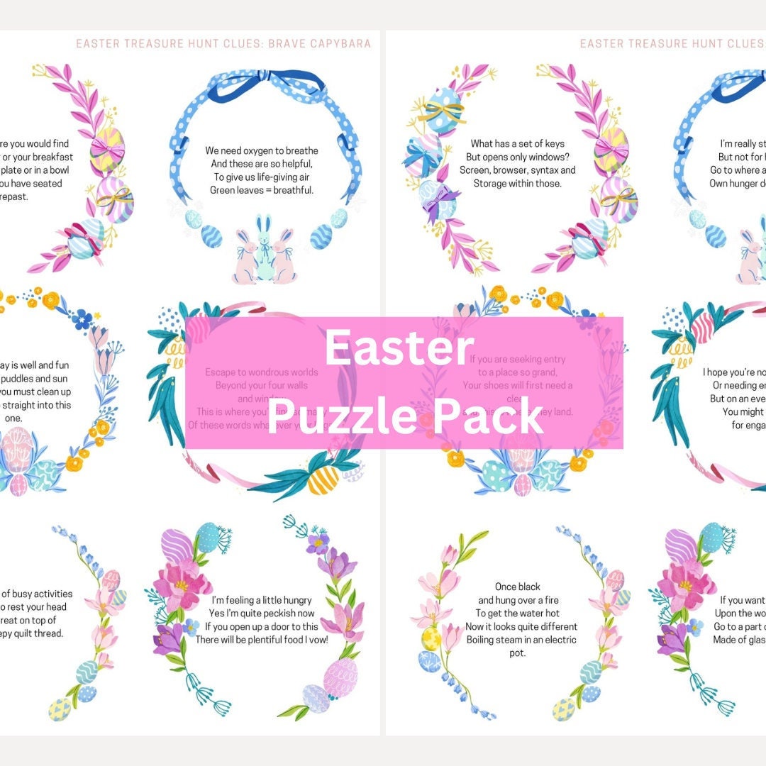 Easter Puzzle Pack Treasure Hunt Clues, Escape Room and Bingo - Etsy