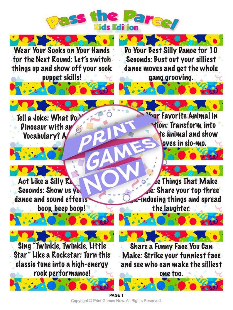 Pass the Parcel Kids Edition 25 Fun and Exciting Tasks and Dares ...