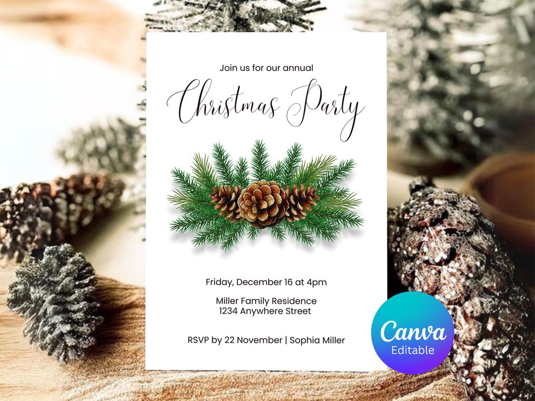 Christmas Party Invitation Template Canva, Rustic Invitation Template ...